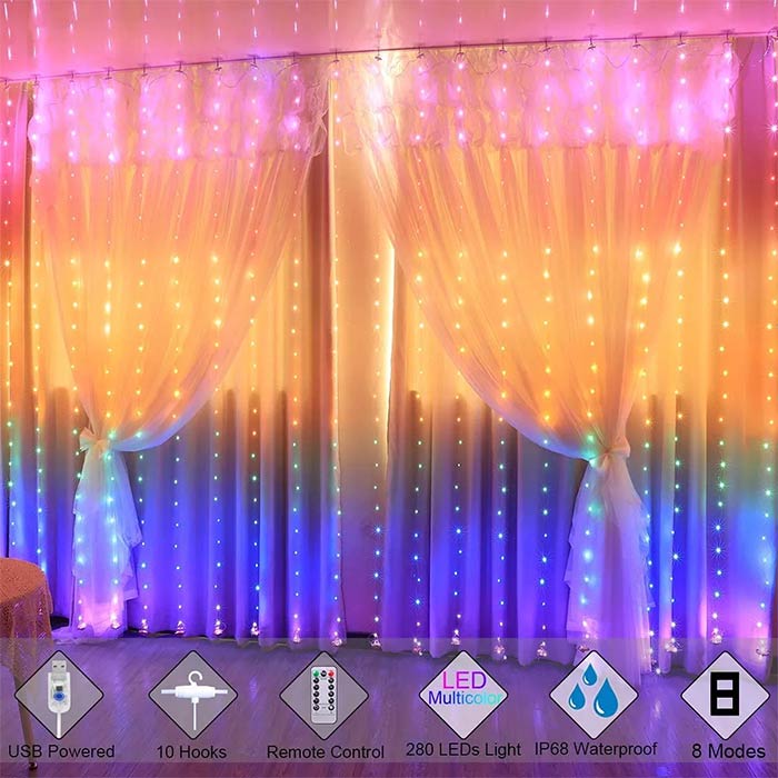 ColorfulCurtain, svjetlosna zavjesa s 300 LED lampica u boji – PrimePick